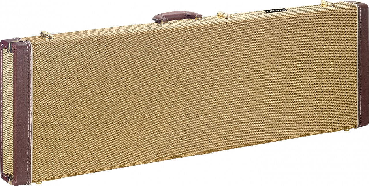 Vintage-style series gold tweed deluxe hardshell case for electric bass ...